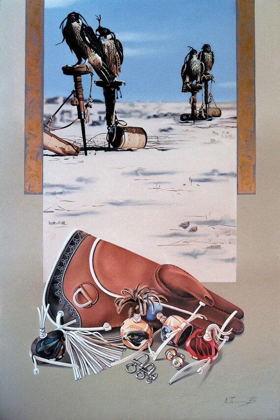 Falconry 2 Hunting Falcons Made to Order Painting Original - Etsy