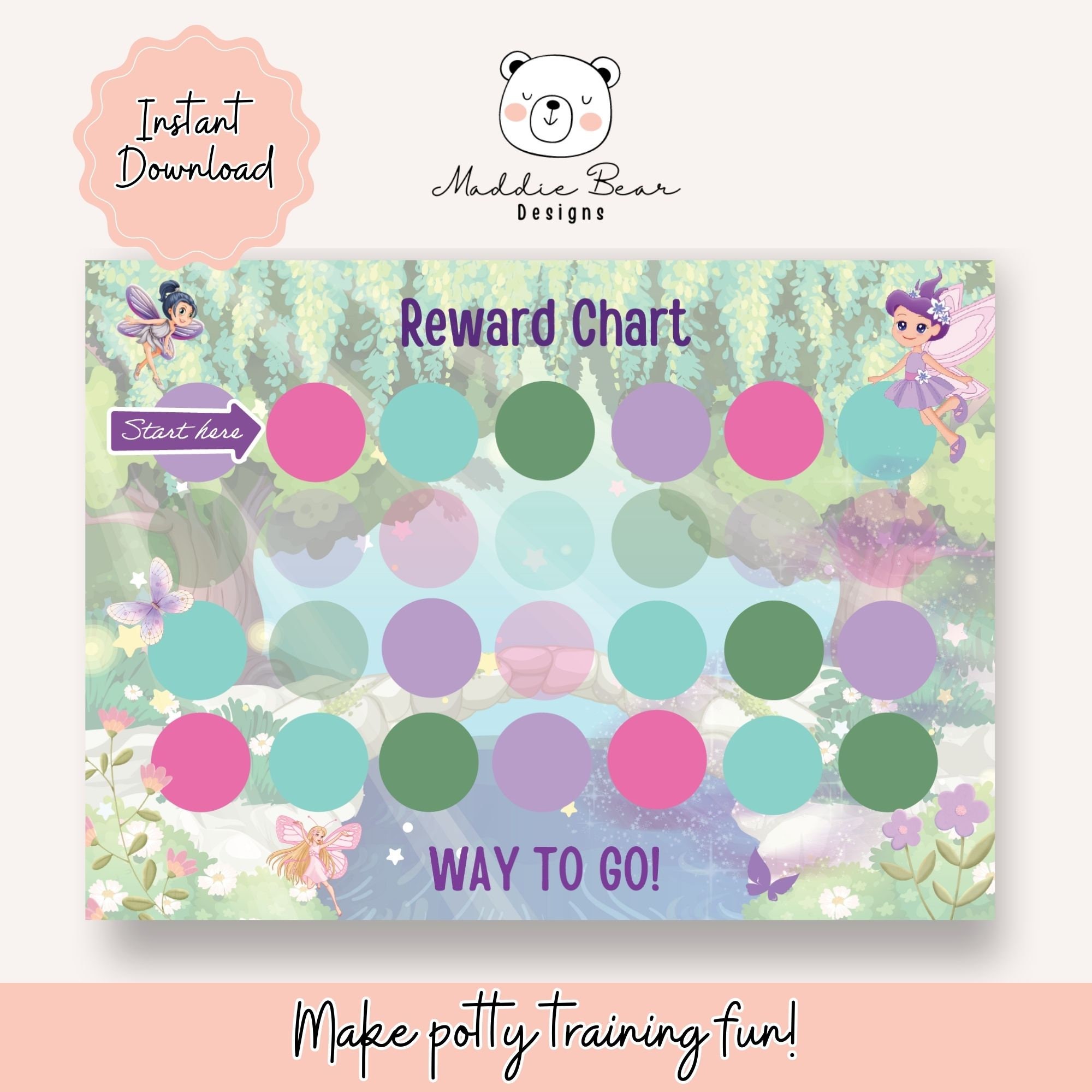 Fairy Printable Reward Chart | Instant Download | Sticker Chart | Chore ...
