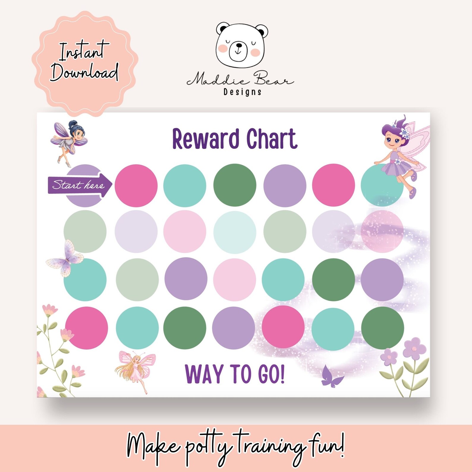 Fairy Printable Reward Chart | Instant Download | Sticker Chart | Chore ...