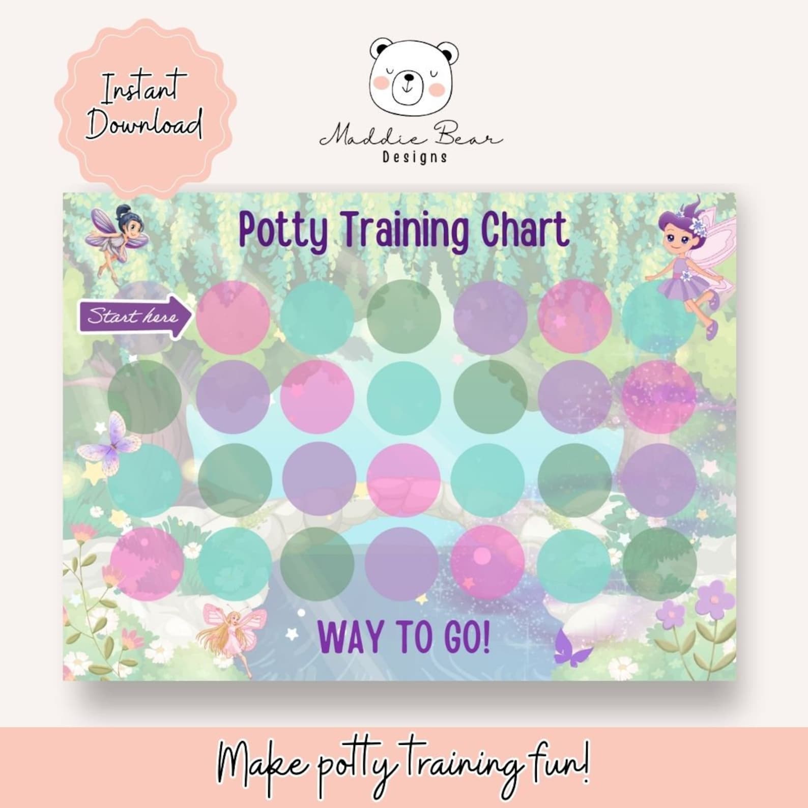 Printable Potty Training Chart | Fairy Potty Chart | Instant Download ...