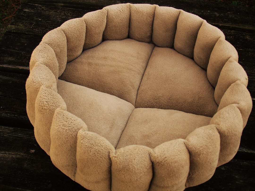 Small Dog Bed, Beige Round Cat Beds, Washable Pet Bedding - Etsy