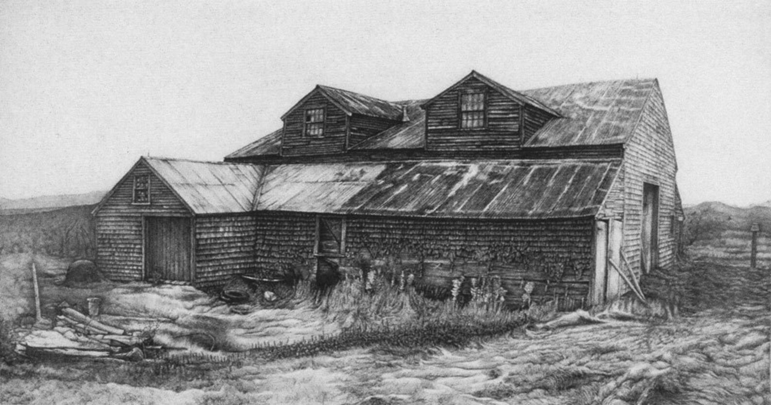 Original Barn Pen and Ink, Large Framed Drawing, Lakes Region, Maine ...