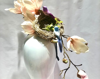 Black Bird Fascinator Headband Black Feather Fascinator Bird Nest ...