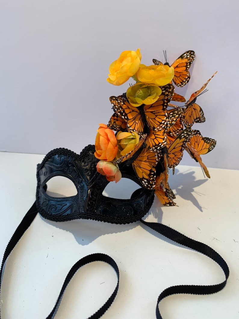 Masquerade Masks Butterfly Costume Orange Monarch | Etsy