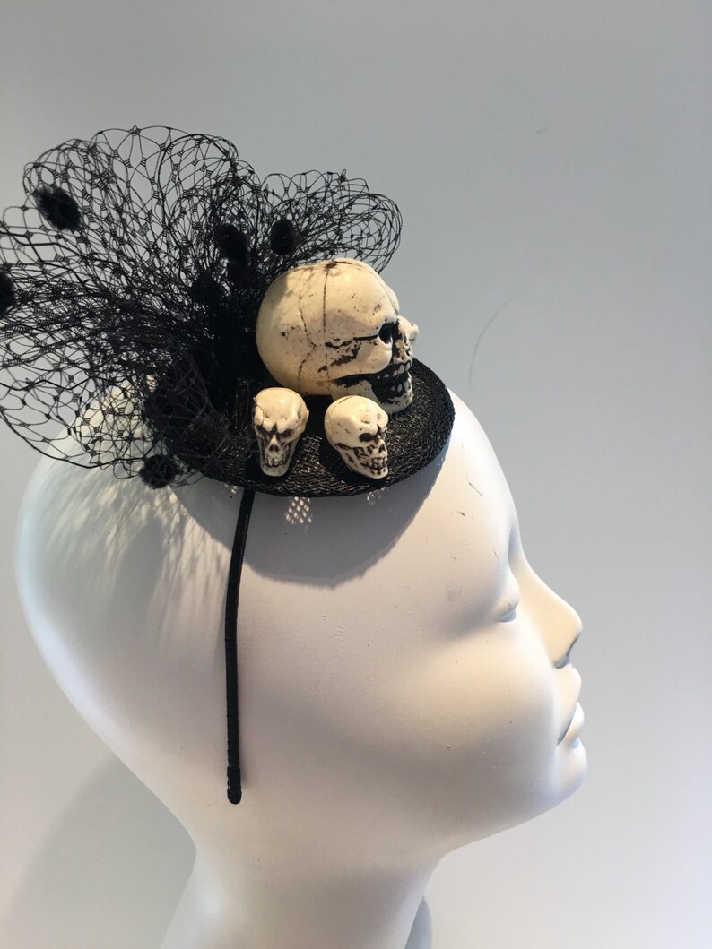 Skull Fascinator Day of the Dead Halloween Skull | Etsy