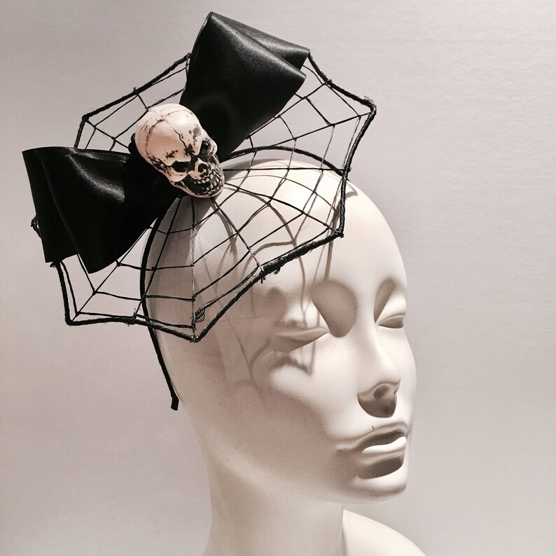 Spider Web Halloween Fascinator Skull Headband - Etsy