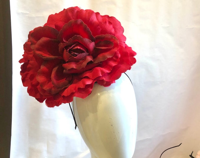 Red Rose Fascinators -kentucky Derby Hat- Red Headpiece - Etsy