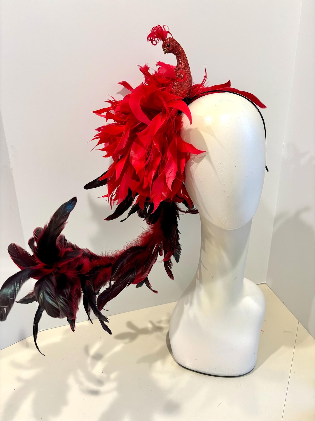 Red Fascinator- Bird Headband Costume - Etsy