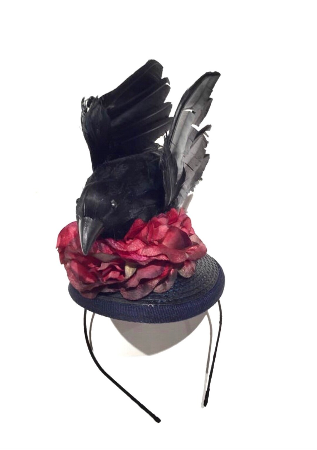 Black and Red Fascinator- Crow Headpiece- Bird Headdress - Etsy