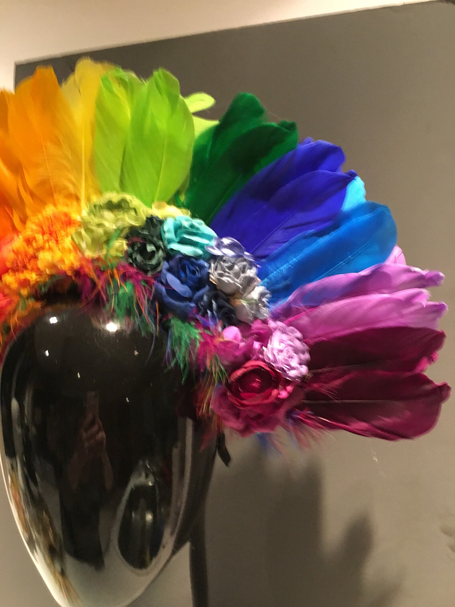 Rainbow Headdress Mardi Gras Flower Fascinator Festival | Etsy