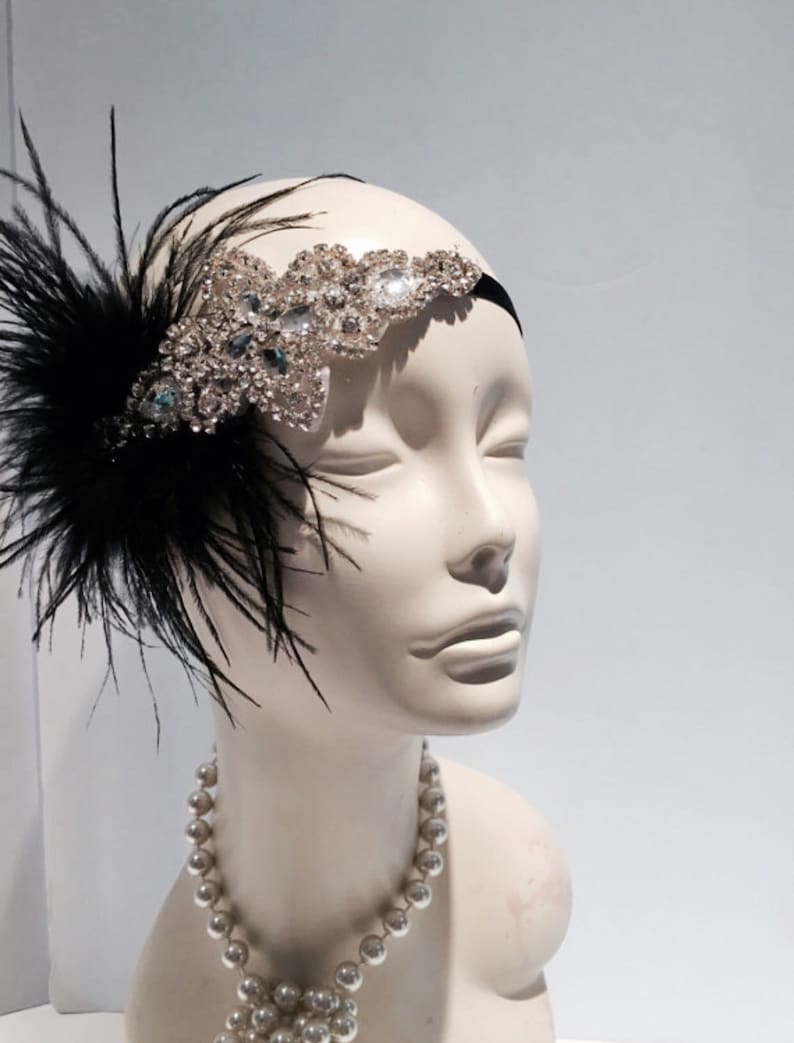 Flapper Headpiece Black 1920s Head Wrap - Etsy