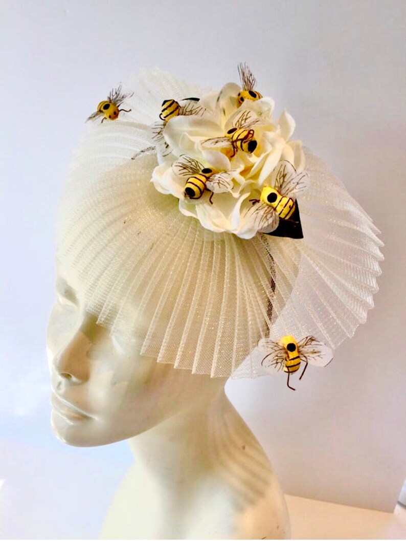 Ivory Fascinator bee Headpiece for Kentucky Derby - Etsy