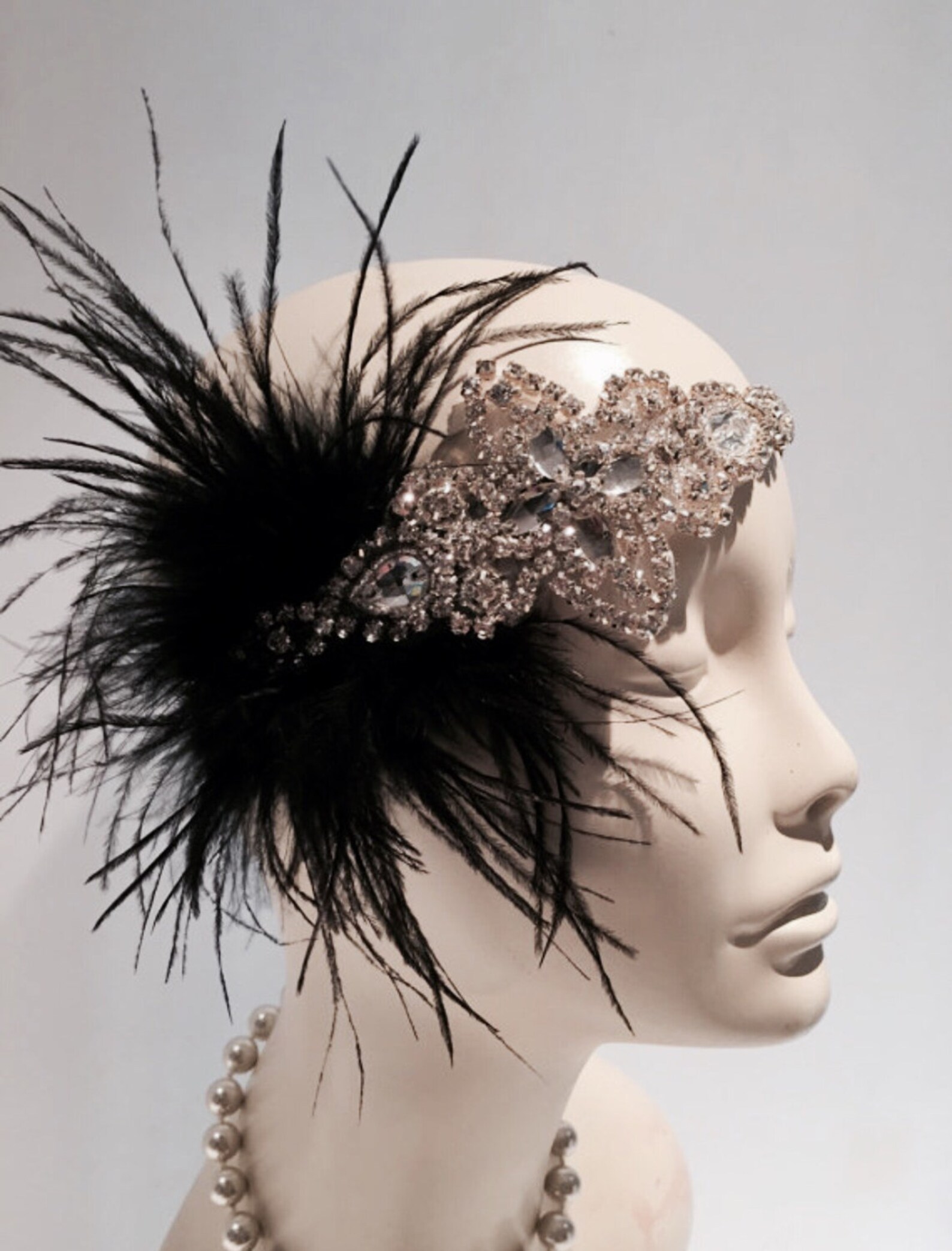 Flapper Headpiece Black 1920s Head Wrap | Etsy