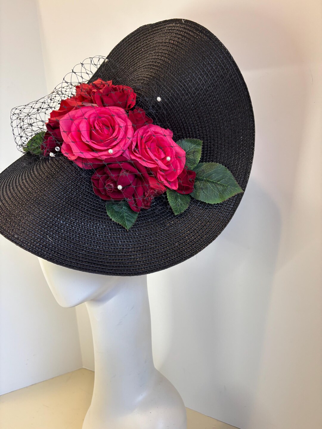 Red and Pink Fascinator -KY Derby- Hat Lunch -tea Party - Etsy