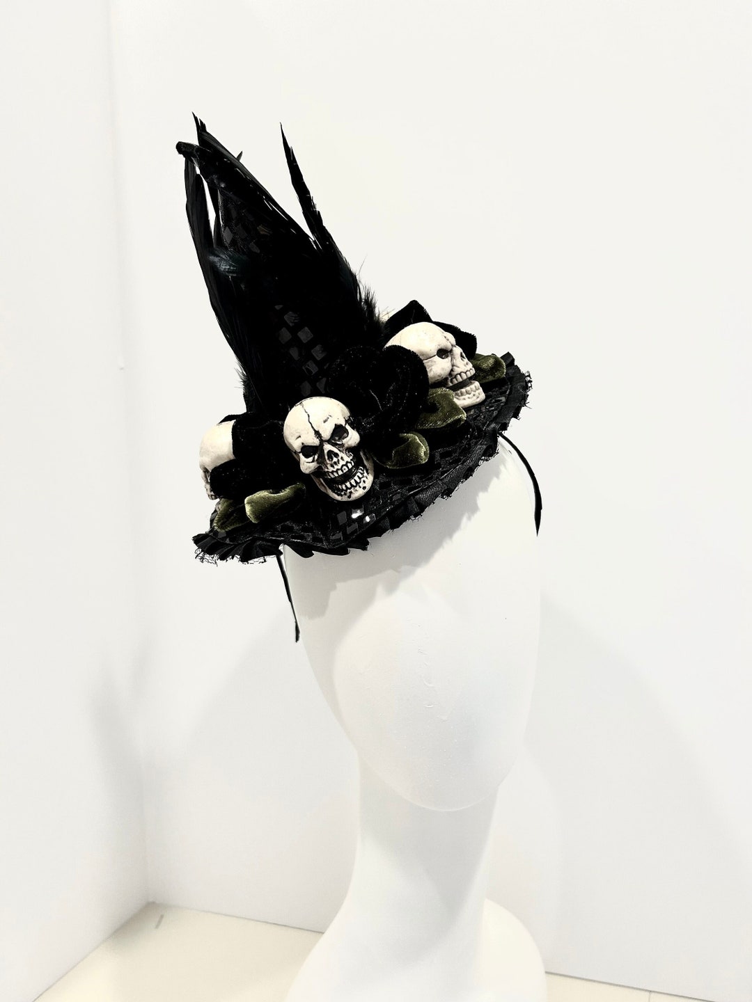 Witch Hat Fascinator- Skull Hat- Day of the Dead - Etsy