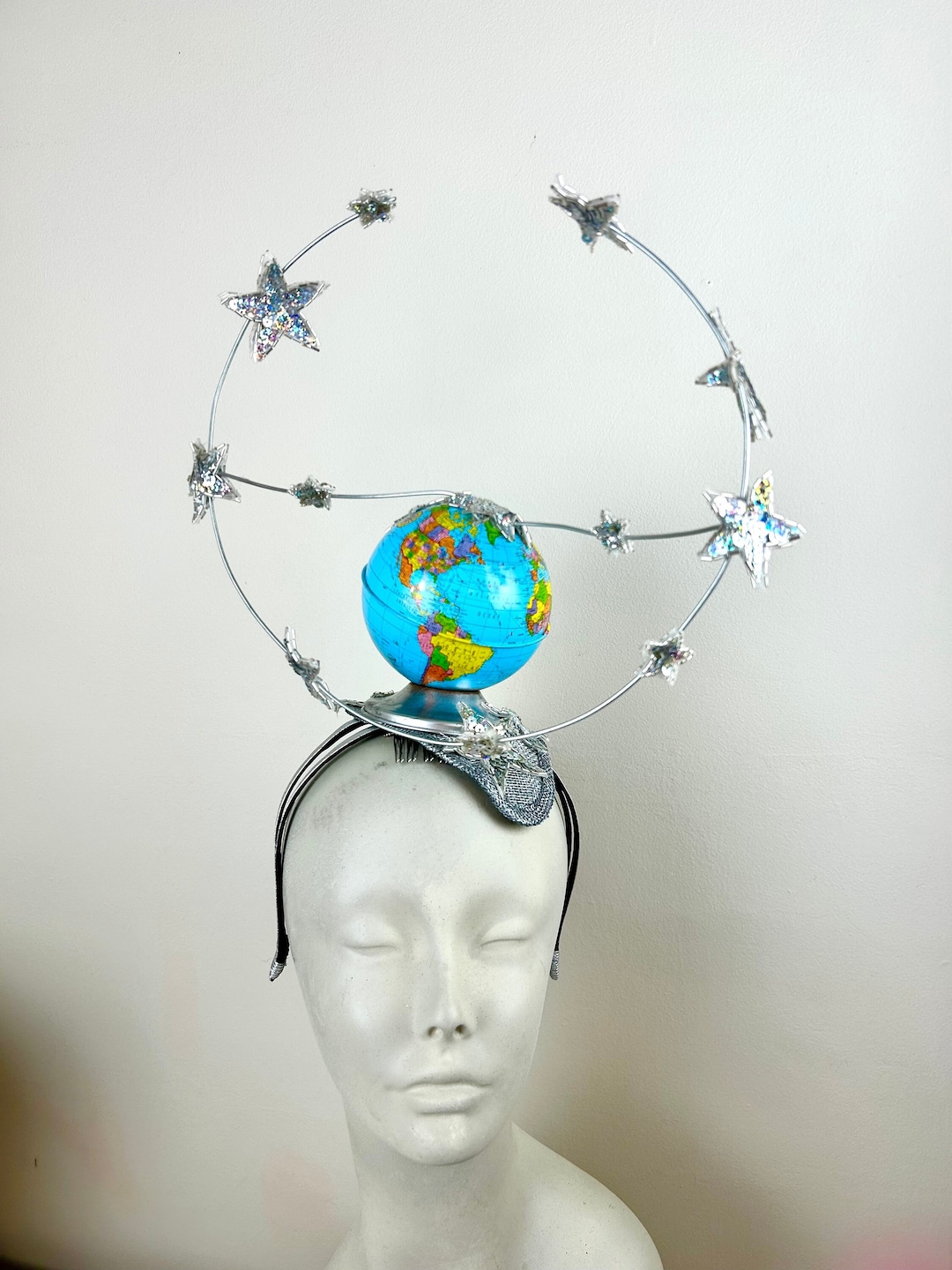 Earth Headpiece Star galaxy silver Headdress - Etsy