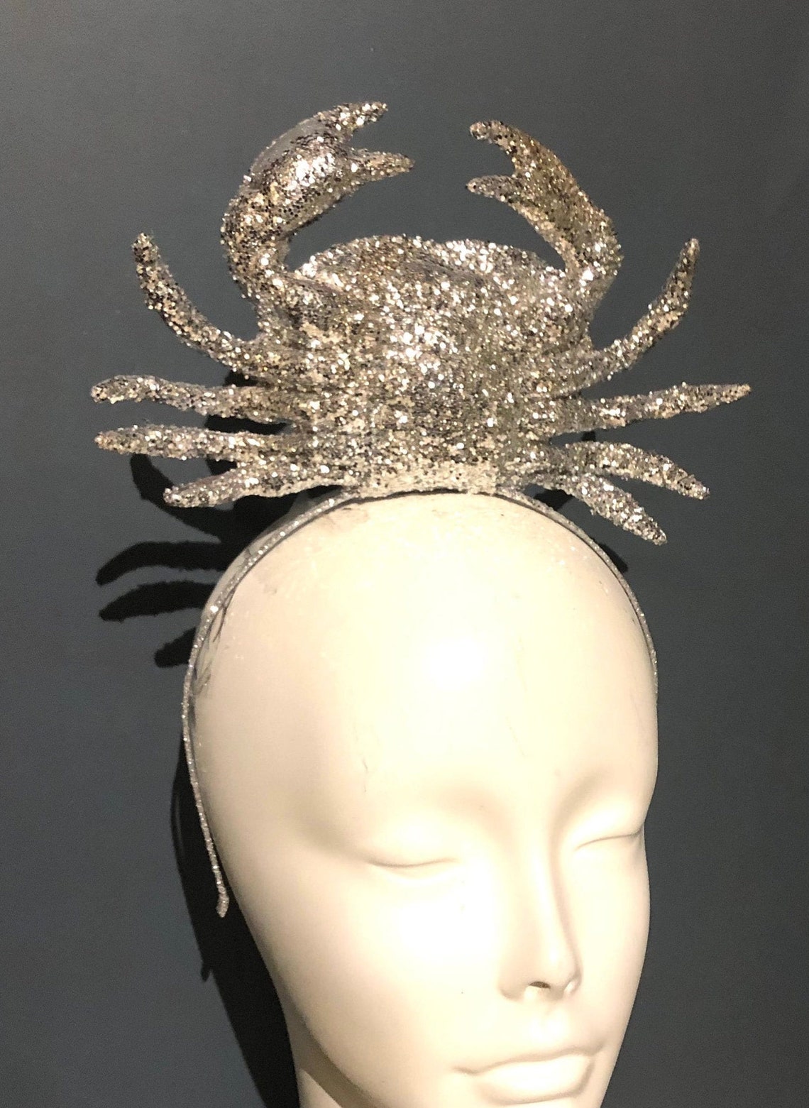 Crab Fascinator -miss Baltimore Crown- Gold Sparkle Seafood Crown - Etsy