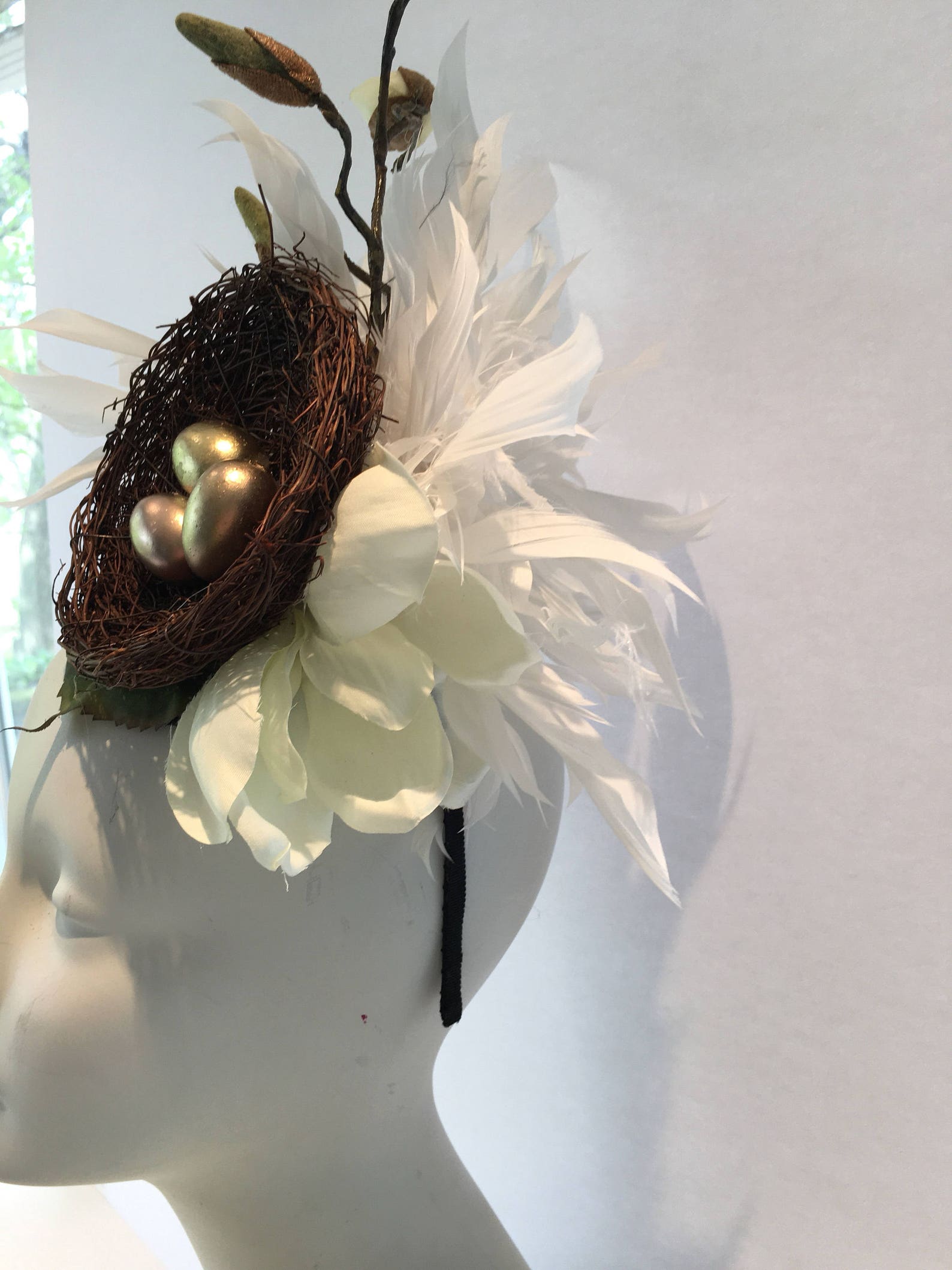 White Fascinator- Derby -bird Nest Headpiece - Etsy