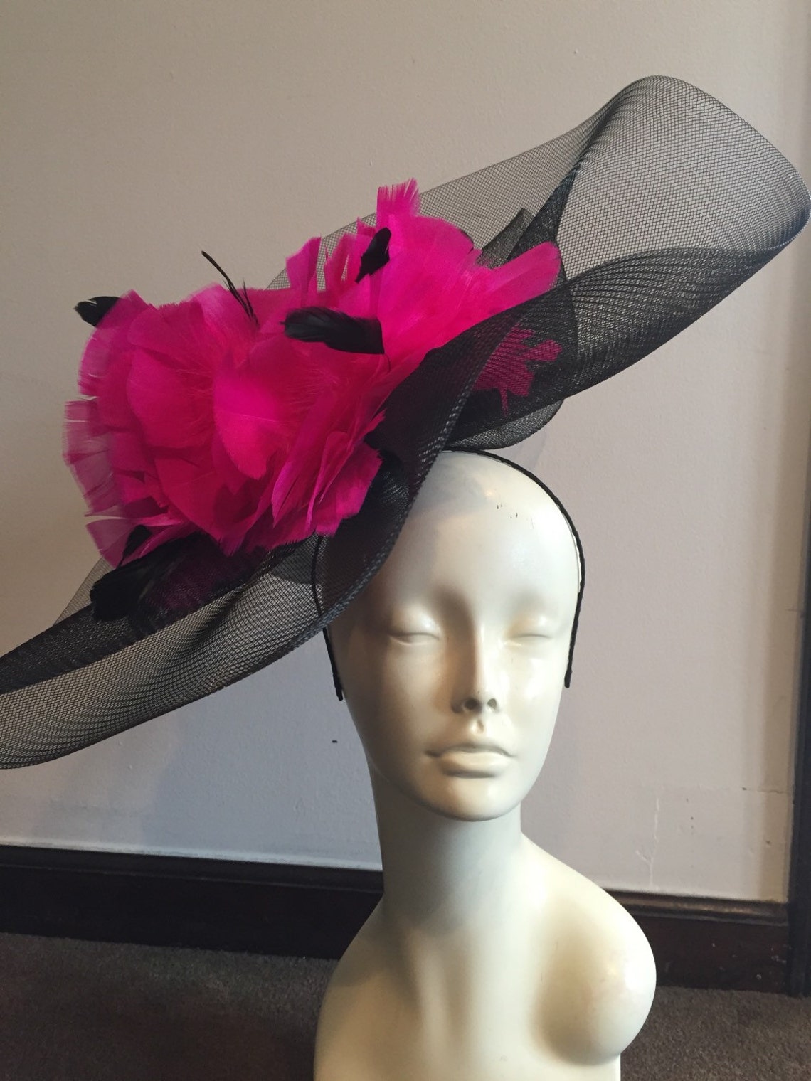 Fuchsia Hat Hot Pink Fascinator Ladies Luncheon | Etsy