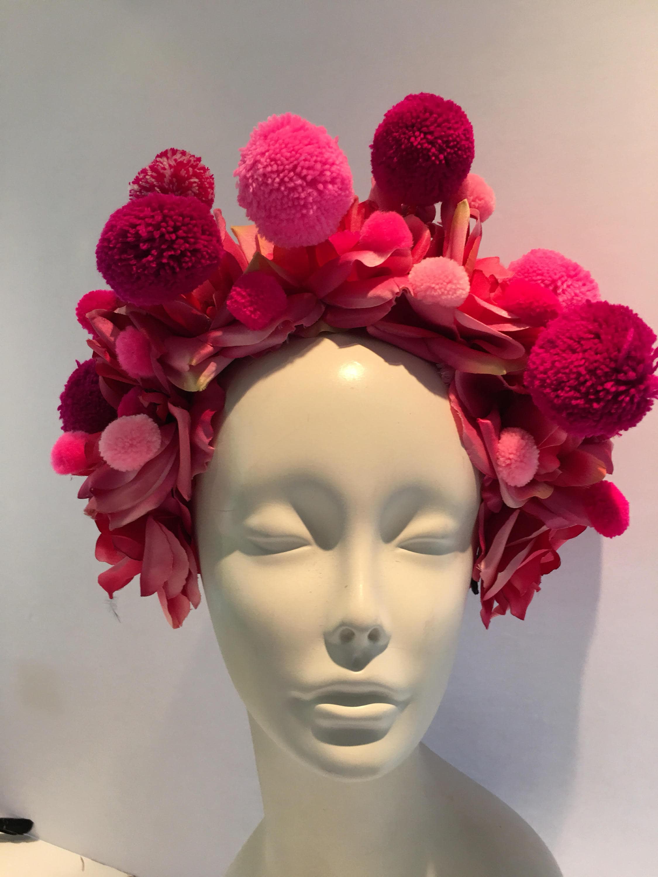 Pink Headdress Pom pom headpiece | Etsy