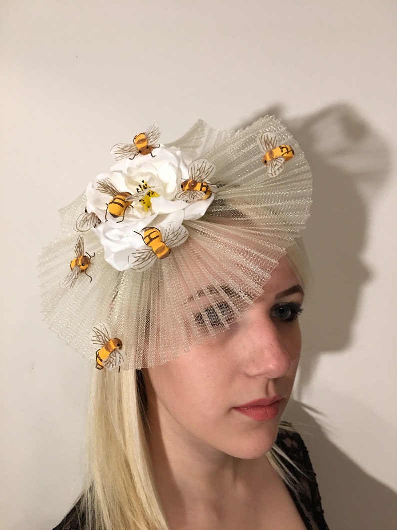 Ivory Fascinator bee Headpiece for Kentucky Derby - Etsy