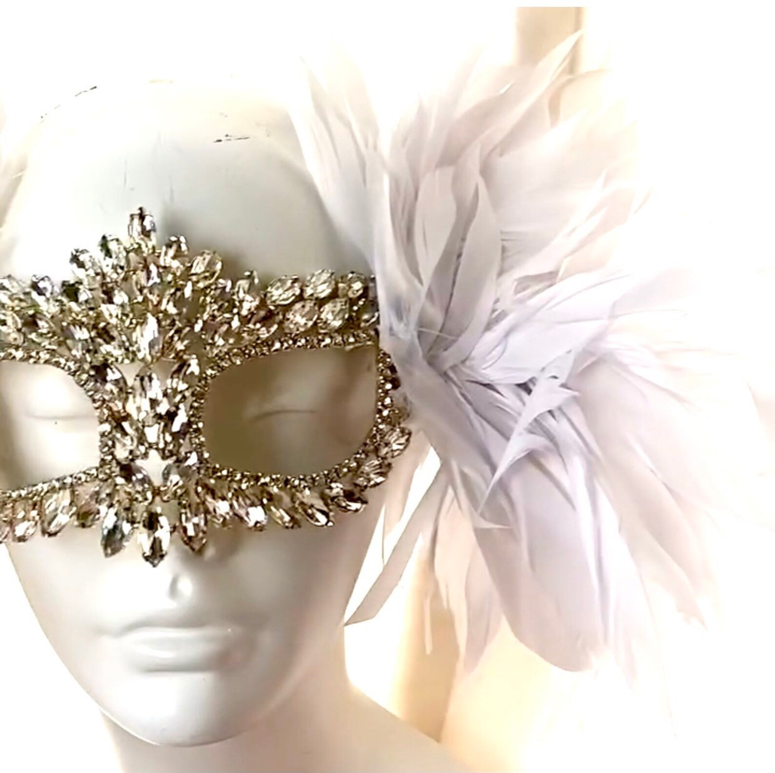 Mask on a Stick Masquerade Mask All White Party Masks for | Etsy