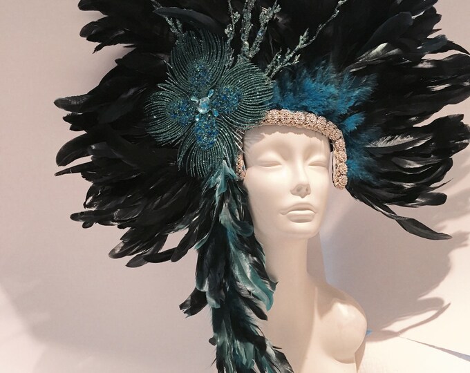 Feather Headpiece - Burning Man-peacock Headdress-mardi Gras- Carnival ...