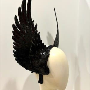 Wing Headpiece- Black Sequin Headdress - Etsy