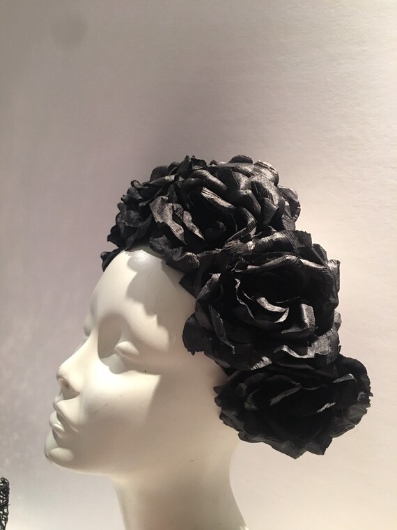Black Rose headband Flower Headpiece | Etsy