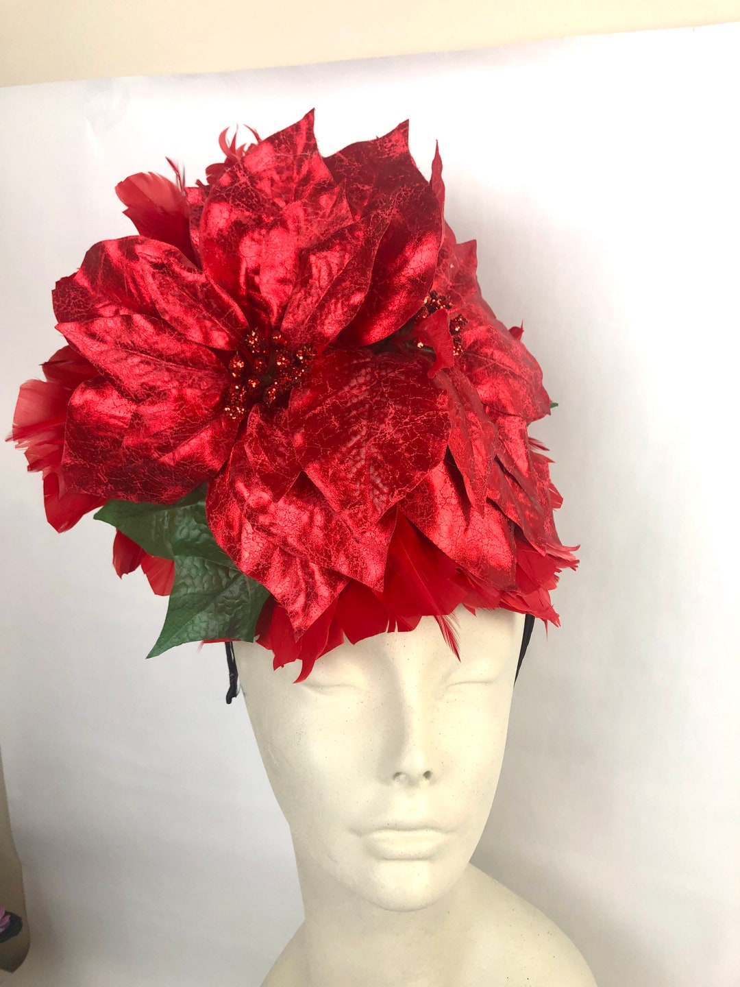 Poinsettias Fascinator -christmas Headband - Holiday Hair - Etsy