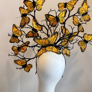 Butterfly Headpiece- Big Derby Fascinator- Hat Luncheon -orange - Etsy