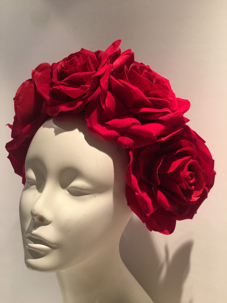 Red Rose Headpiece- Flower Headband - Etsy