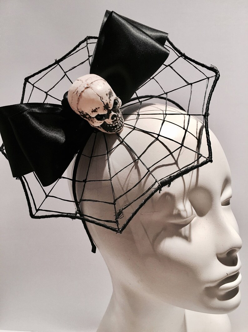 Spider Web Halloween Fascinator Skull Headband - Etsy