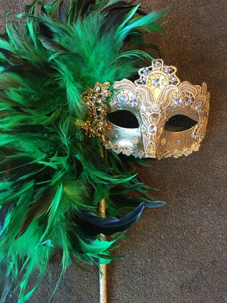 Masquerade Mask Mardi Gras Mask On A Stick Halloween Etsy