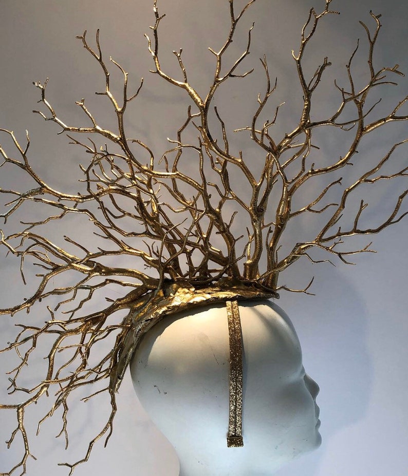Mohawk Headpiece- Gold Branch Headdress - Etsy