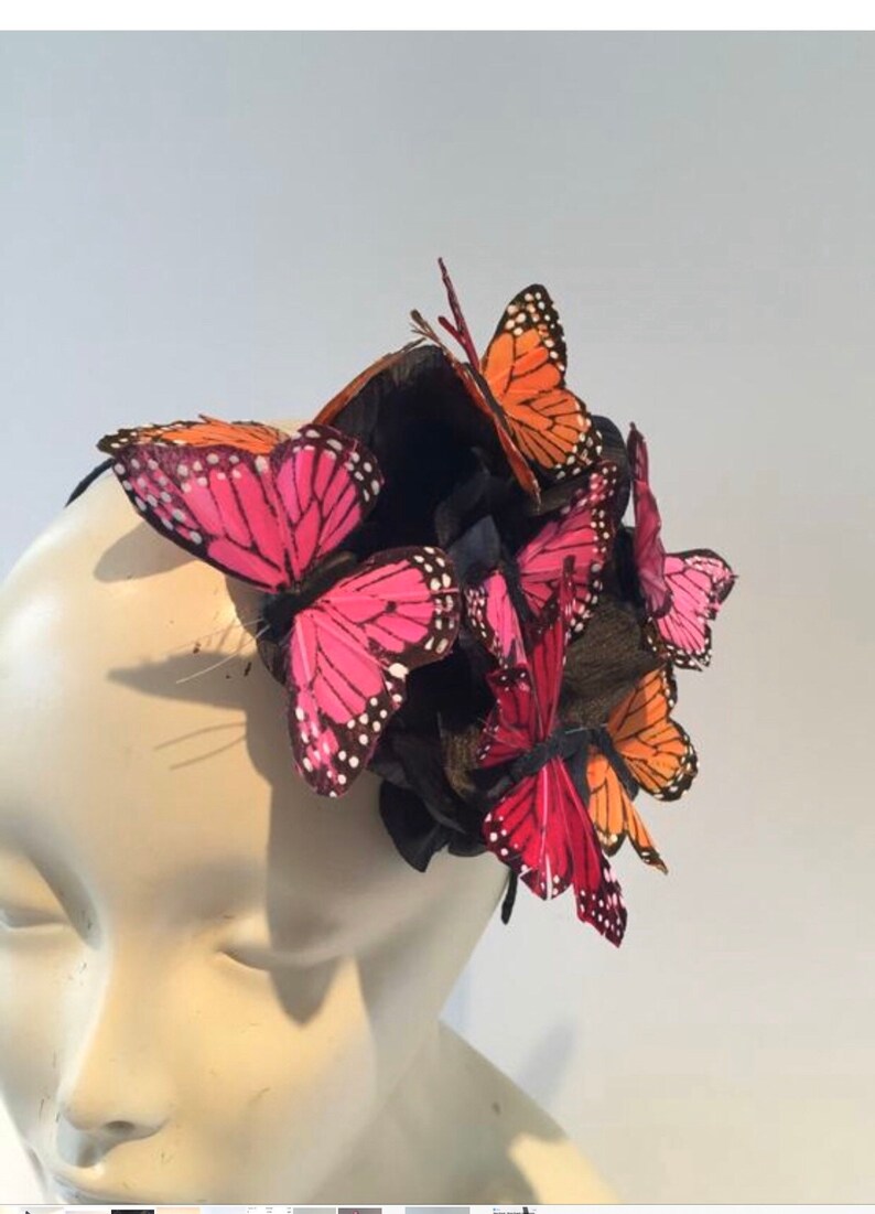 Orange Butterfly Headband Derby Fascinator - Etsy