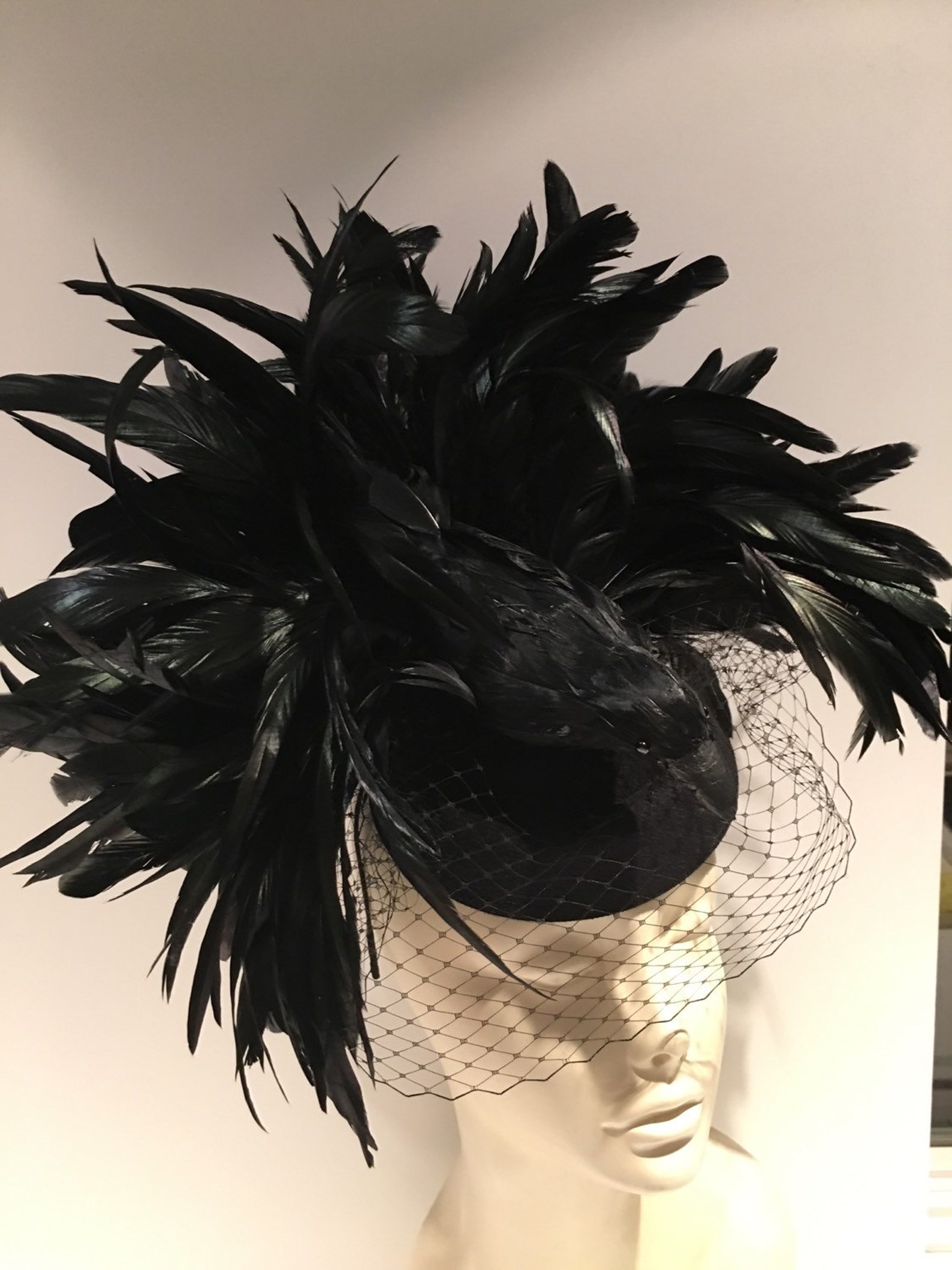 Black Fascinator- Derby -bird Headband- Crow - Etsy