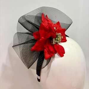 Red Christmas Fascinator poinsettia Holiday Headband - Etsy
