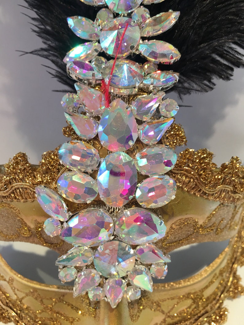 Gold Masquerade Mask Feather Mask carnival | Etsy