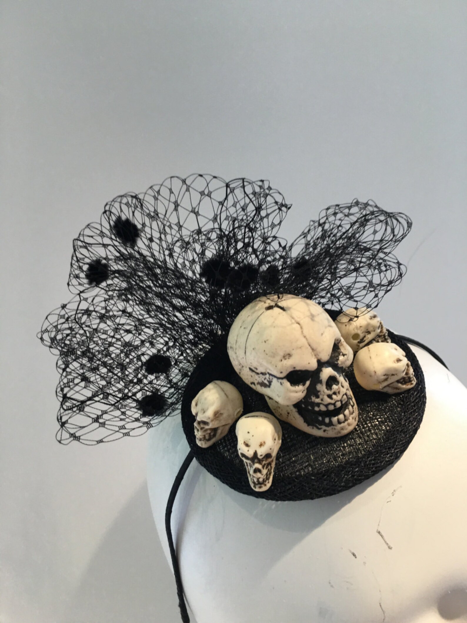 Skull Fascinator Day of the Dead Halloween Skull | Etsy