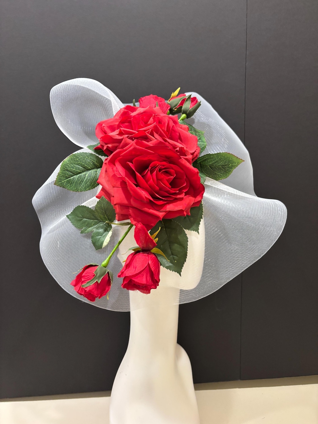 Large Red Rose Hats- Wedding- Derby - Floral Fascinator - Etsy