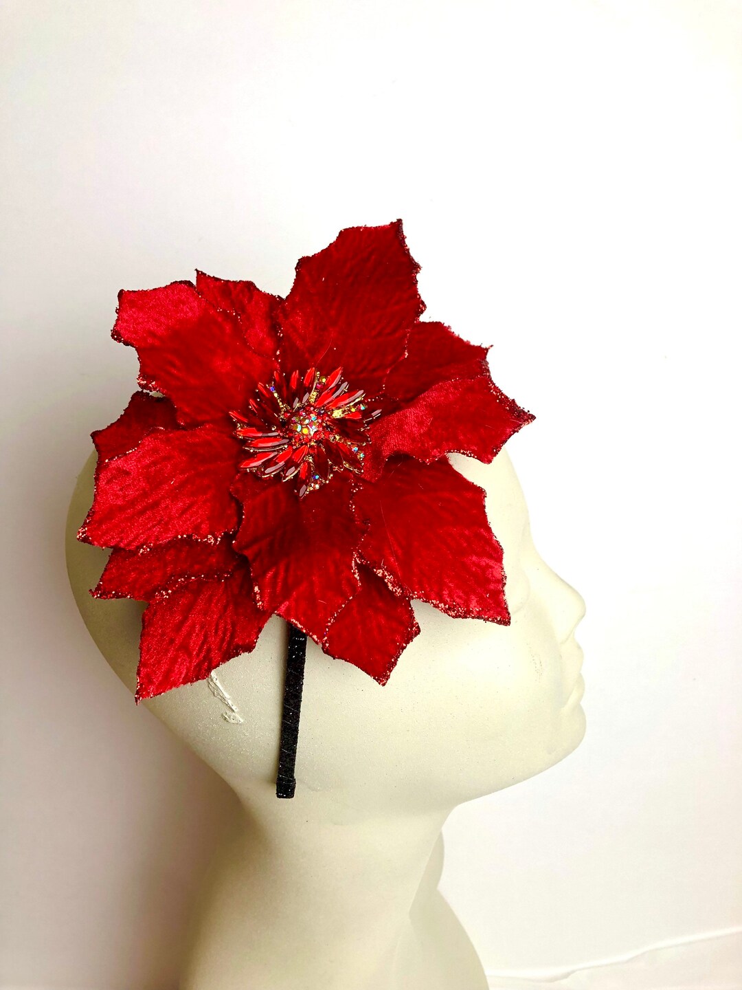 Poinsettias Headband christmas Hair Holiday Hair-fascinator - Etsy