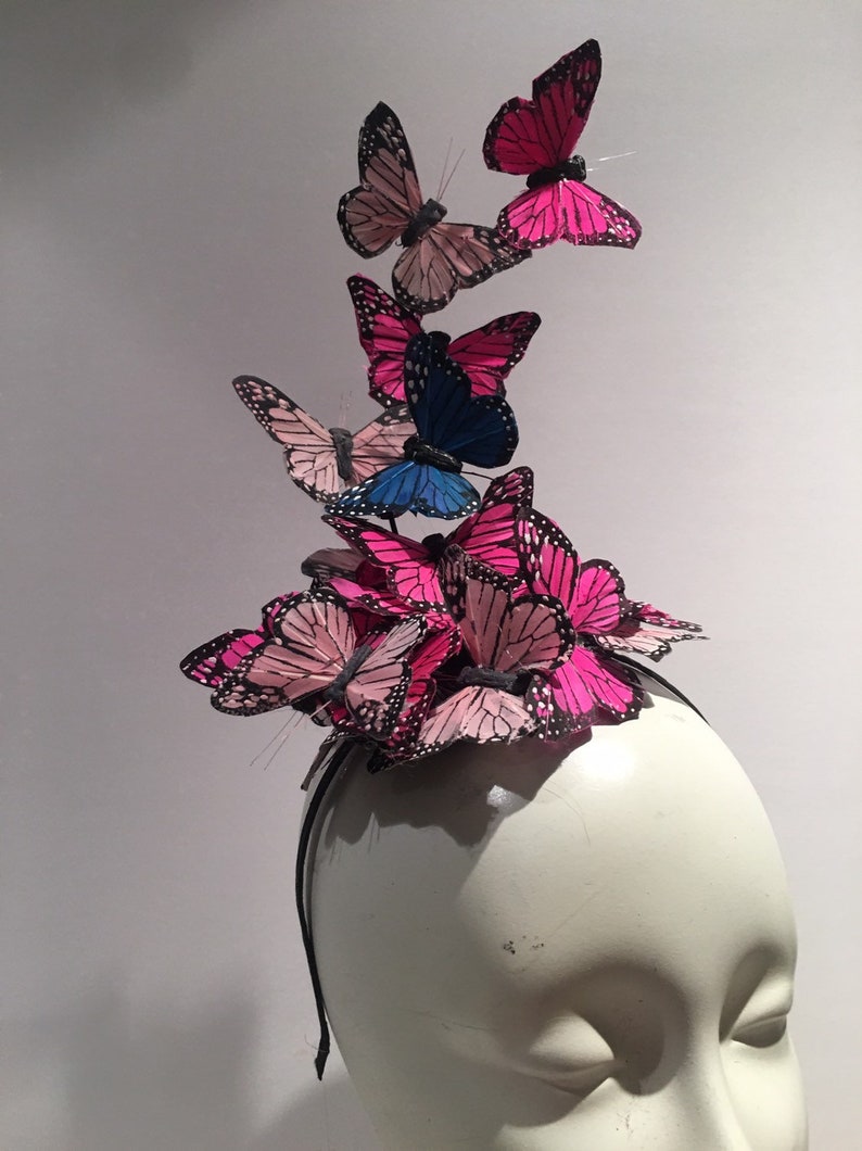 Hot pink fascinator Butterfly Hat | Etsy