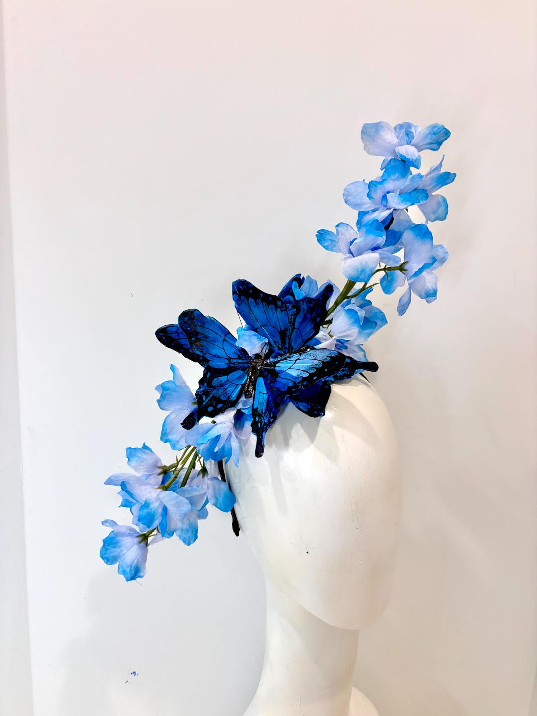 Blue Fascinator With Royal Butterflies - Derby Headpiece -floral ...