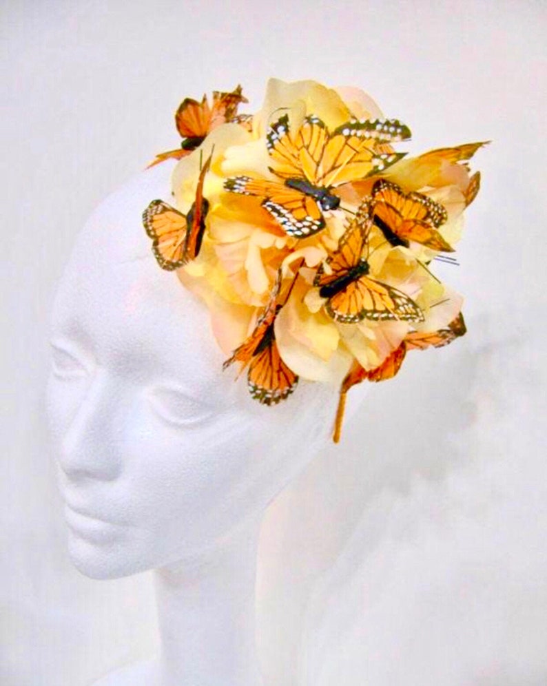 Orange Butterfly Headband Derby Fascinator - Etsy