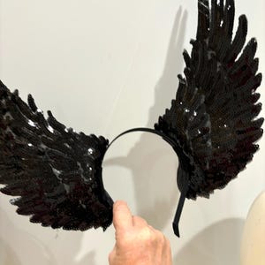 Wing Headpiece- Black Sequin Headdress - Etsy