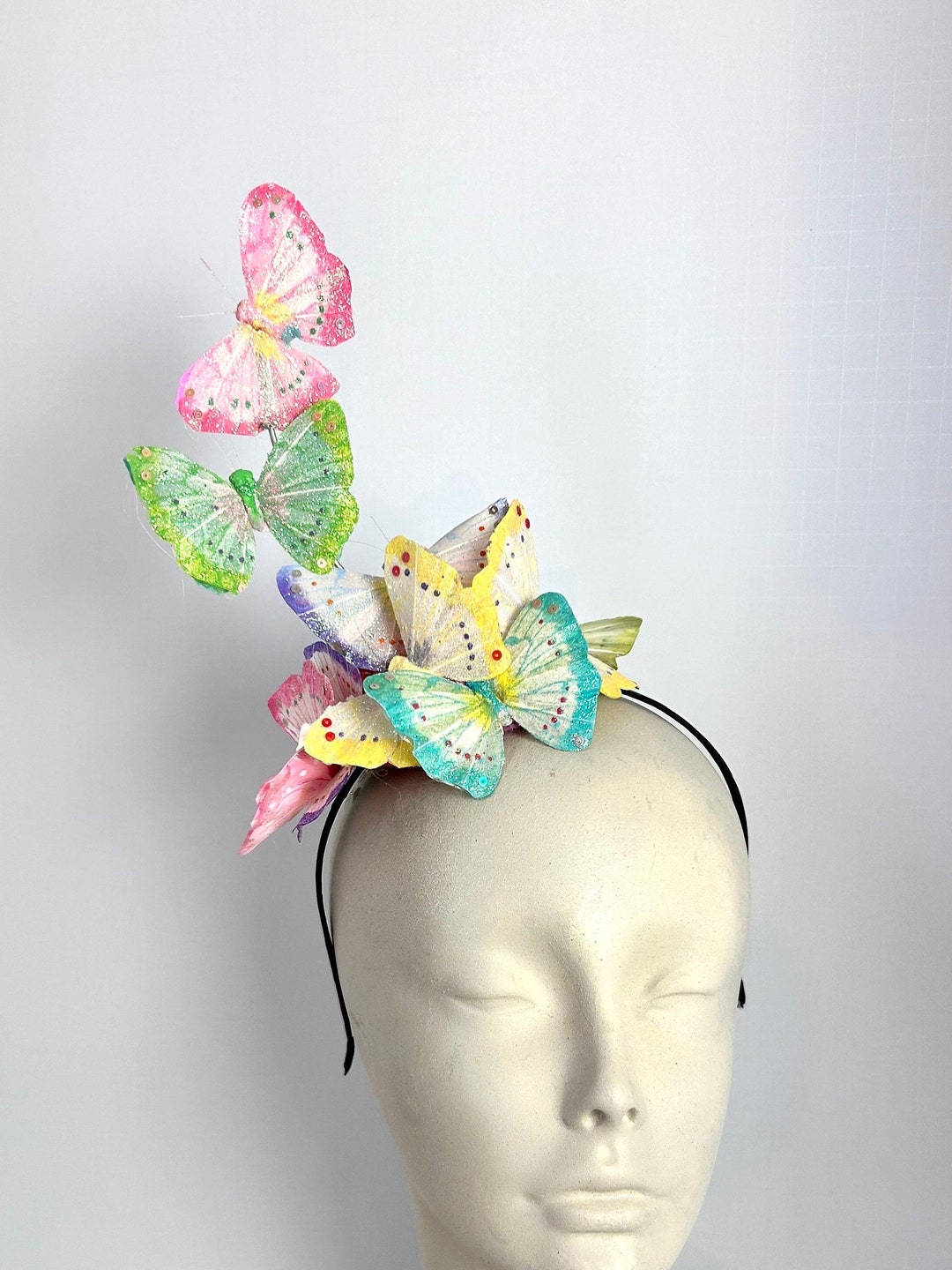 Pastel Butterfly Fascinators Glitter Women Headband - Etsy