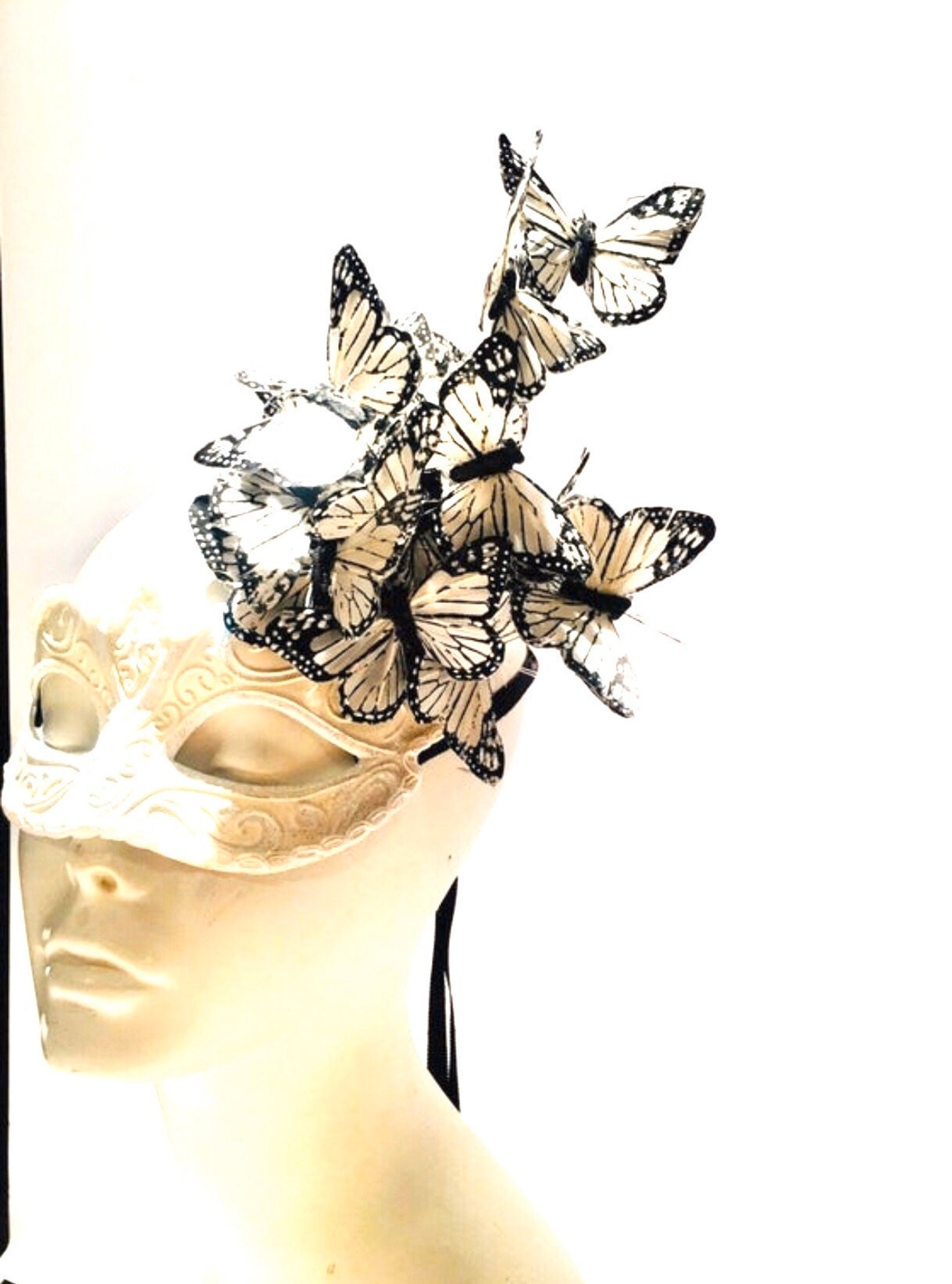 Butterfly Mask Black and White Masquerade Party | Etsy UK
