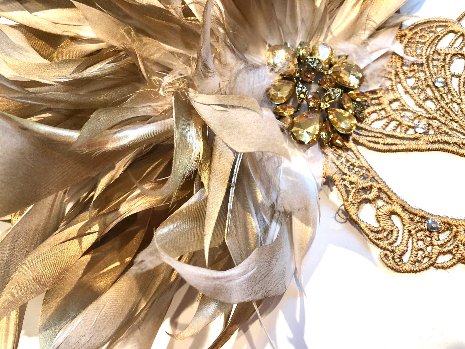 Gold Feather Mask Masquerade Mask Halloween Mardi Gras - Etsy