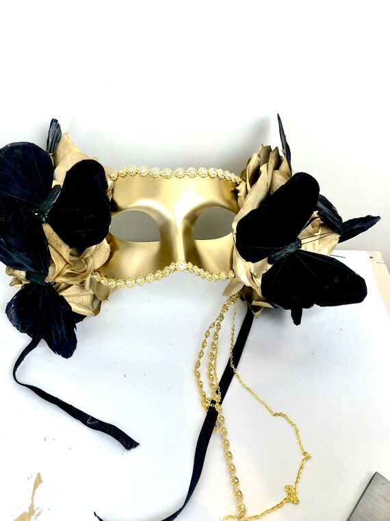 Black and Gold Mask Masquerade Ball Butterfly Costume - Etsy